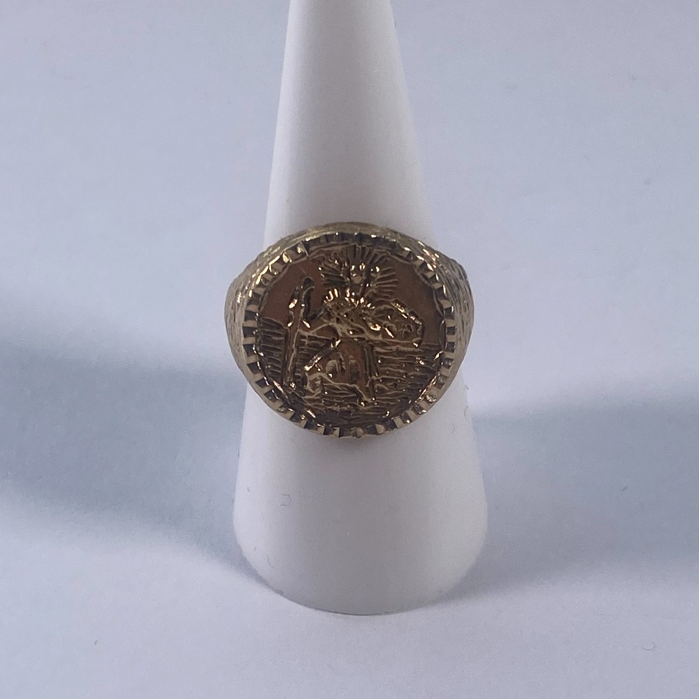 9ct Gold St Christopher Signet Ring - Own4Less